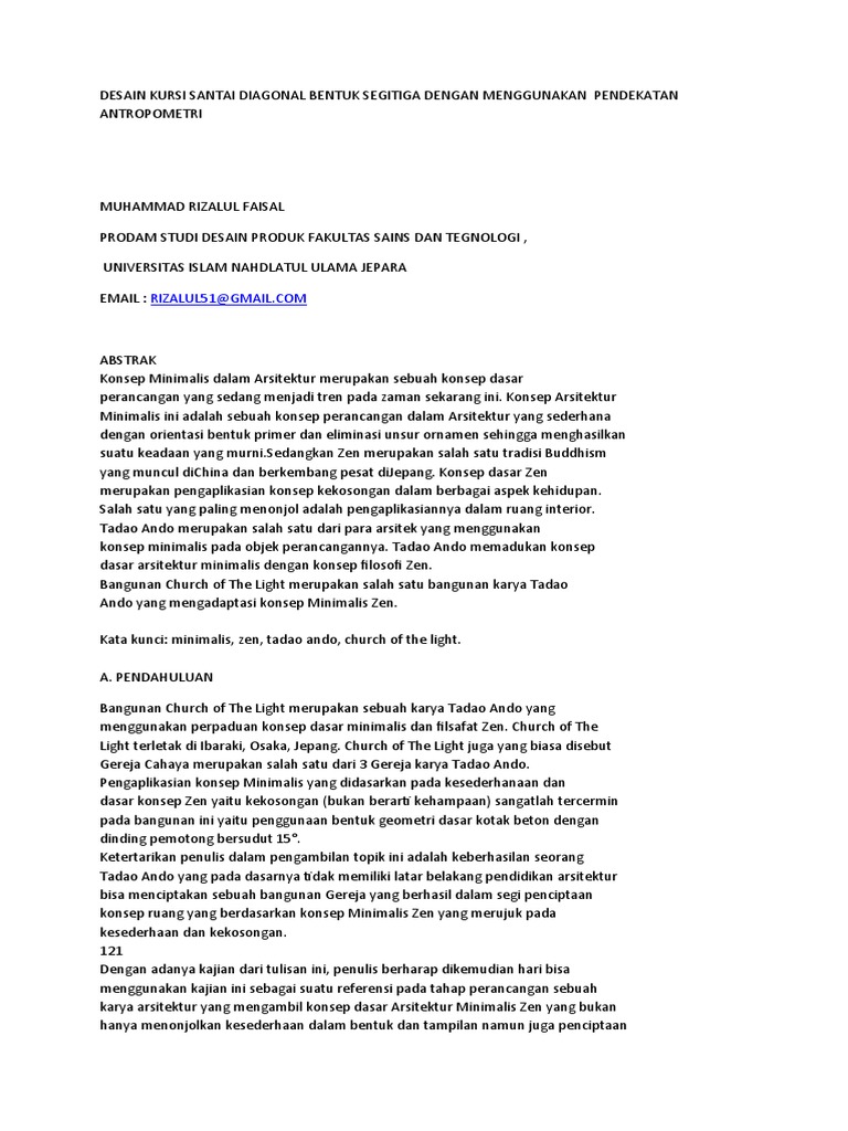 Desain Kursi Santai Diagonal Bentuk Segitiga Dengan Menggunakan ...