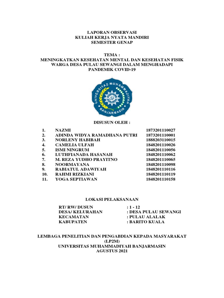 Laporan Observasi Proker KKN Kelompok 8 (Muhammad Yunus, S.PD.,M.PD) Ok | PDF