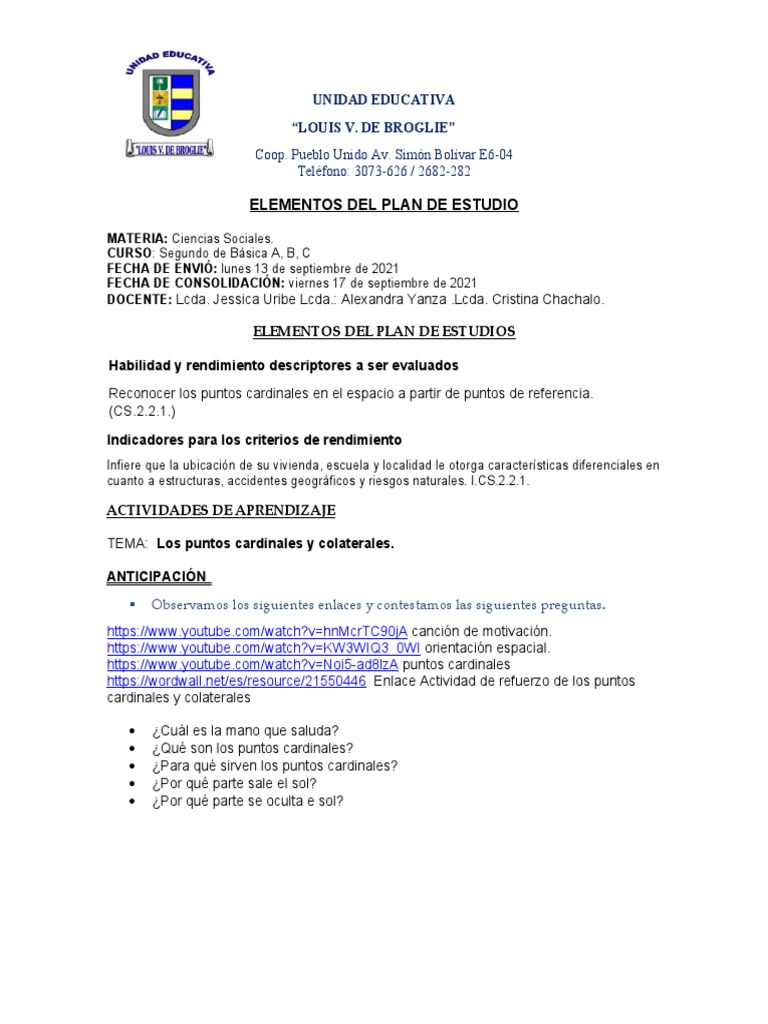 Puntos Cardinales y Colaterales en Clase | PDF | Crecimiento personal y ...
