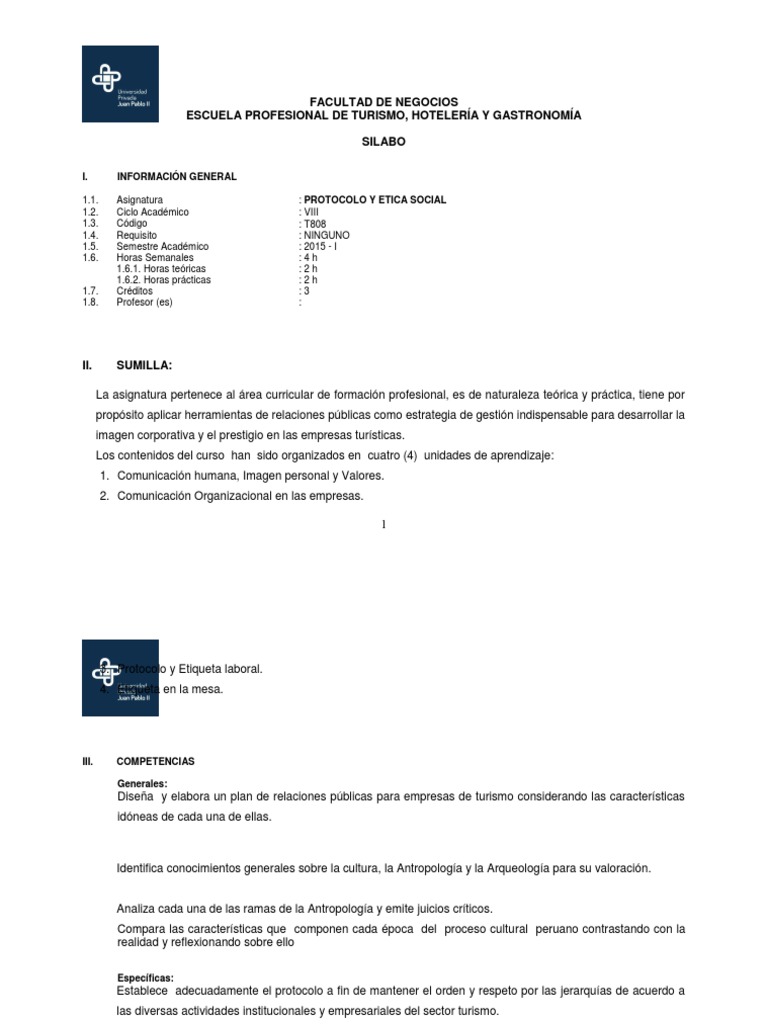 Protocolo y Etica Social | Descargar gratis PDF | Turismo | Etiqueta