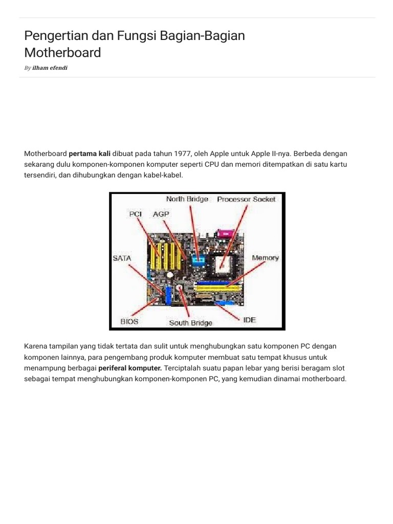 Pengertian Dan Fungsi Bagian-Bagian Motherboard - IT-Jurnal | PDF