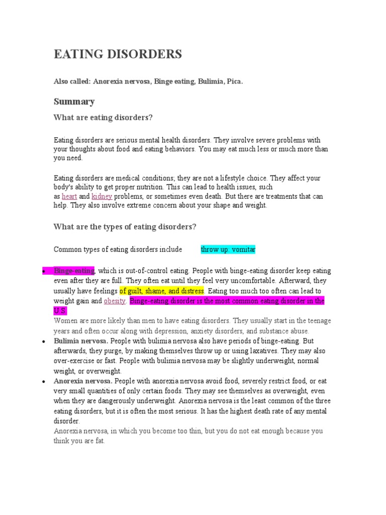Eating Disorders Pdf Eating Disorder Anorexia Nervosa