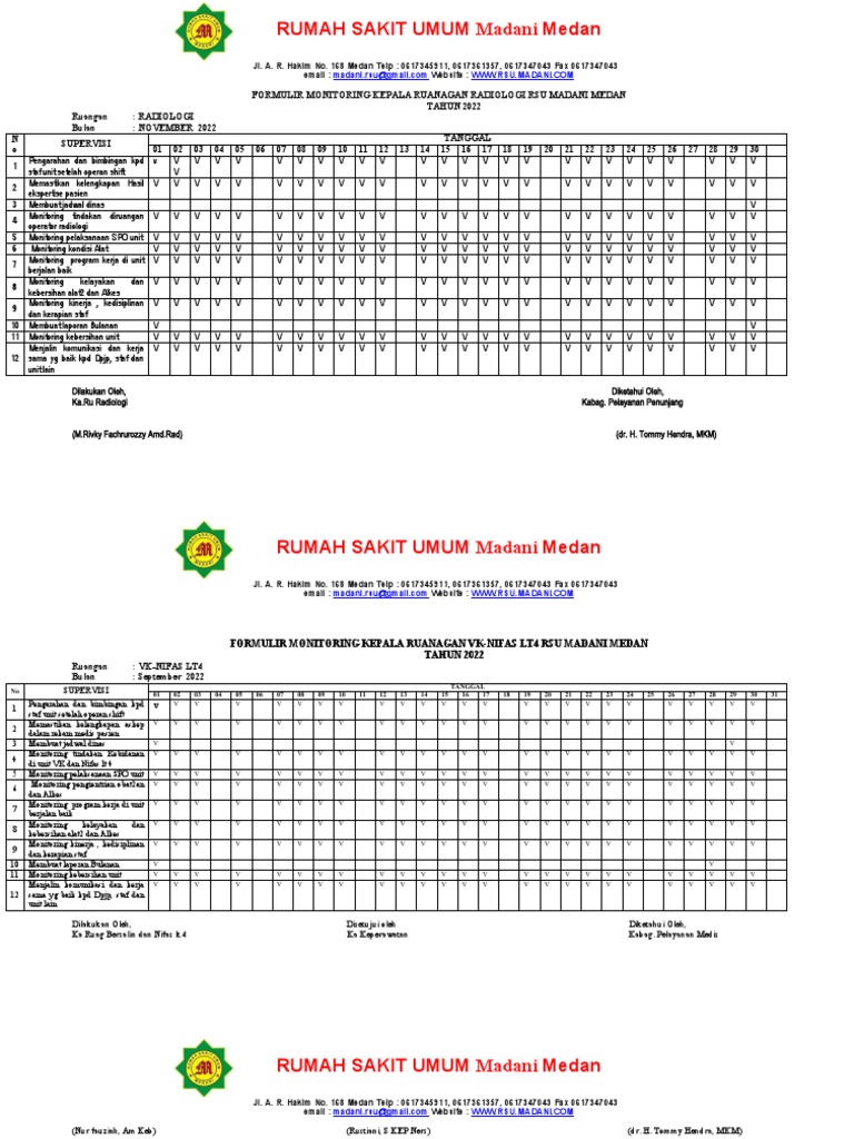 MONITORING KEGIATAN RUANGAN RADIOLOGI RSU MADANI MEDAN | PDF
