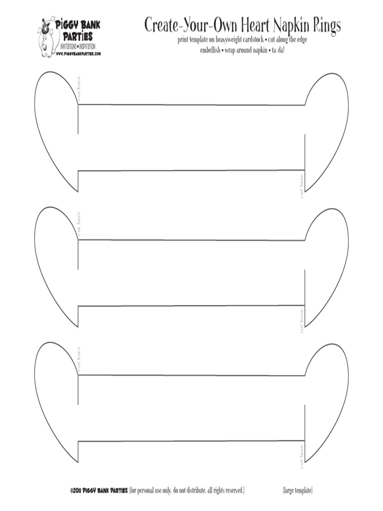 Heart Napkin Ring Templates | PDF