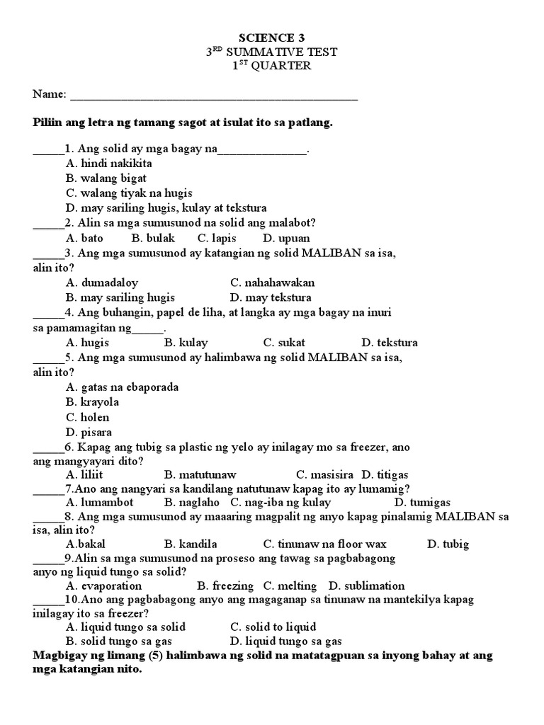 Science3 ST3 Q1 | PDF