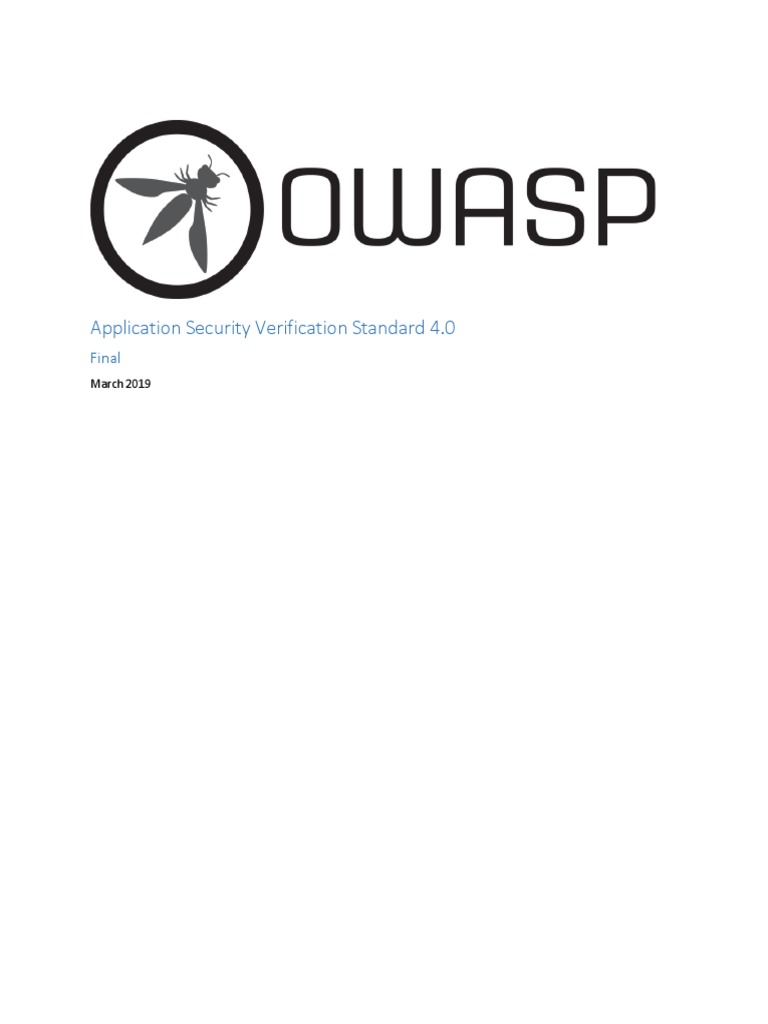 OWASP Application Security Verification Standard 4.0-Vn-V1 | Download Free PDF | Authentication ...