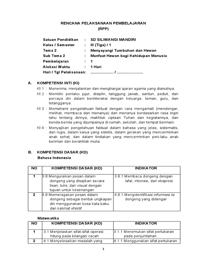 RPP k3 Tema 2 ST 2 Kelas 3 | PDF | Karier & Perkembangan | Seni & Disiplin Bahasa