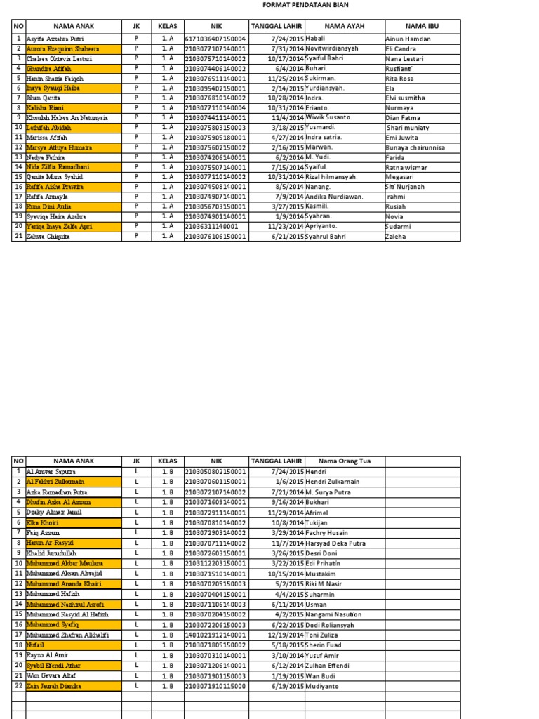 Book1 Data Siswa Bias Sdit Air Raya | PDF