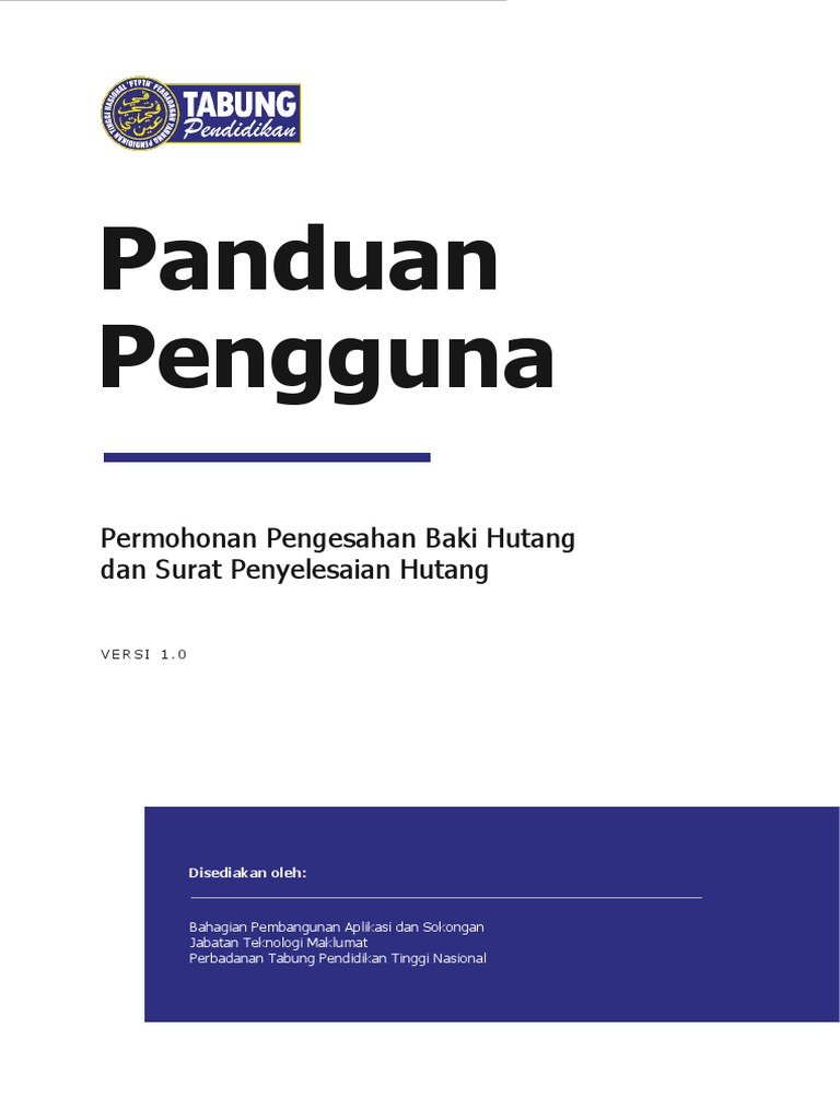Manual Pengguna Permohonan Pengesahan Baki Hutang Dan Surat Penyelesaian Hutang | PDF
