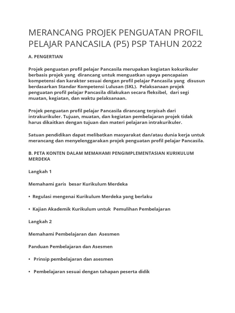 Merancang Projek Penguatan Profil Pelajar Pancasila | PDF