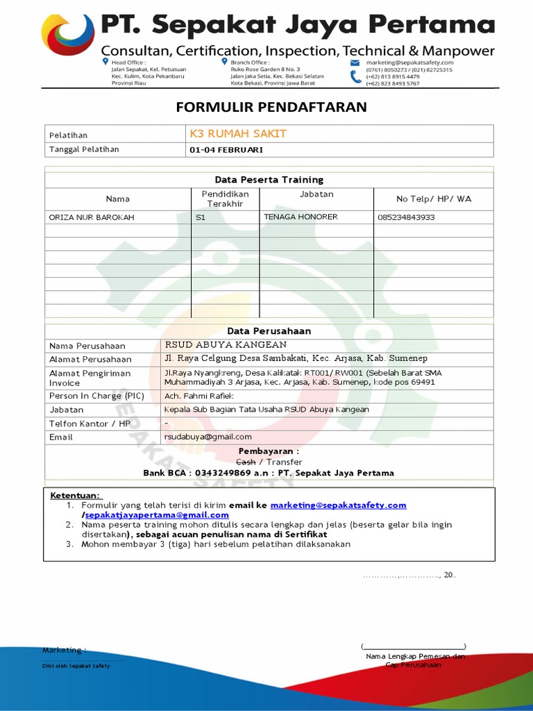 Formulir Pendaftaran Pembinaan 2023 | PDF