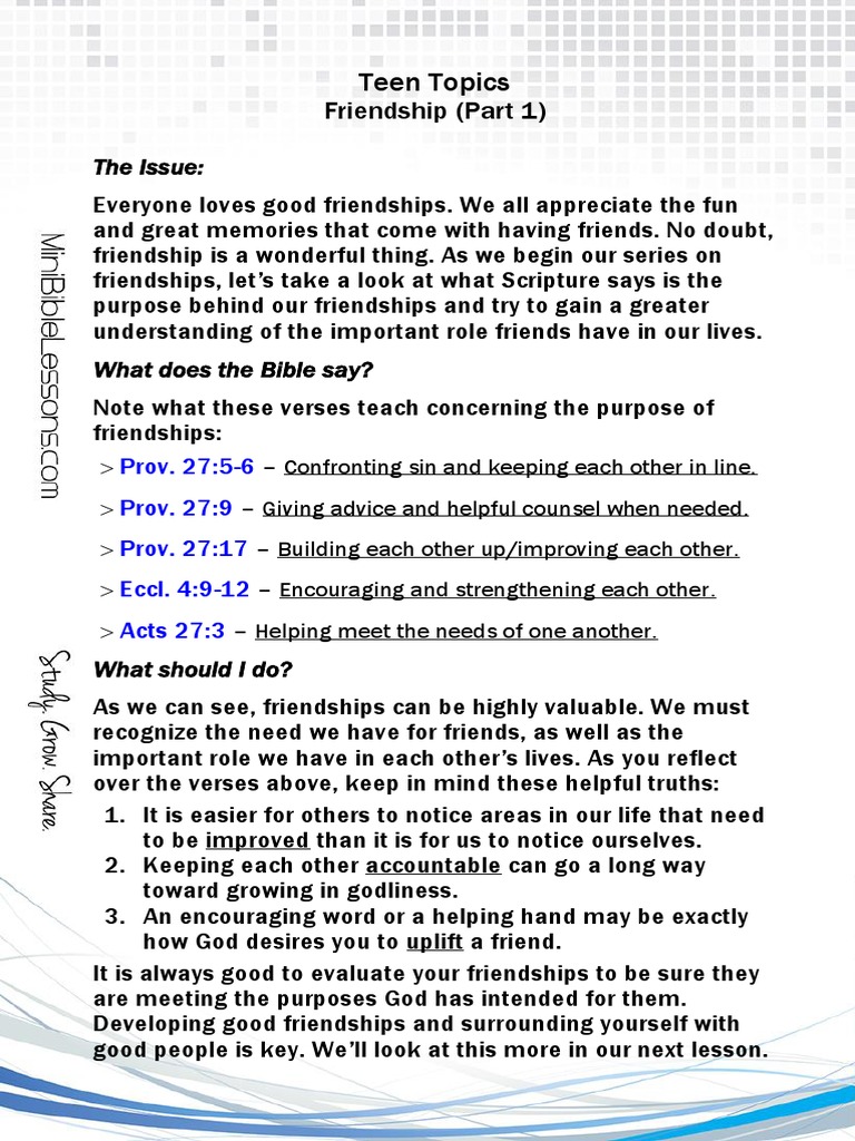 Topic Friendship 1 | PDF