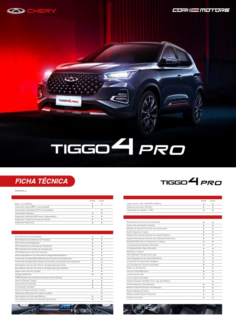 Ficha Técnica Tiggo 4 Pro | PDF | Vehículos terrestres | Transporte