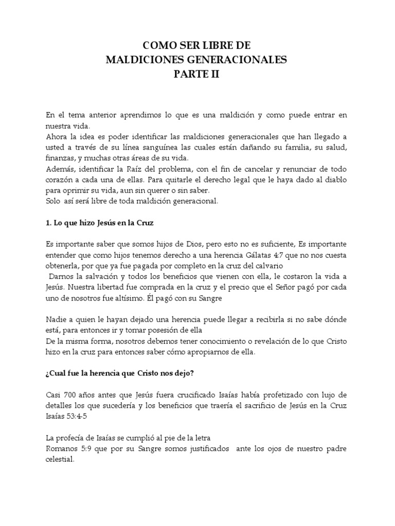 Maldiciones Generacionales 2 Pdf Pecado Jesús