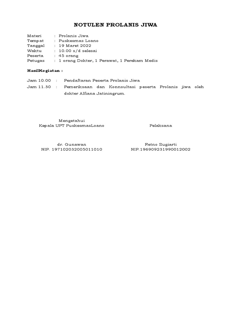 Notulen Prolanis | PDF