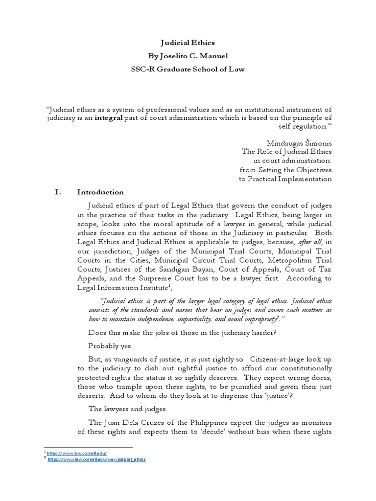 Judicial Ethics Written Report | PDF | Justice | Crime & Violence