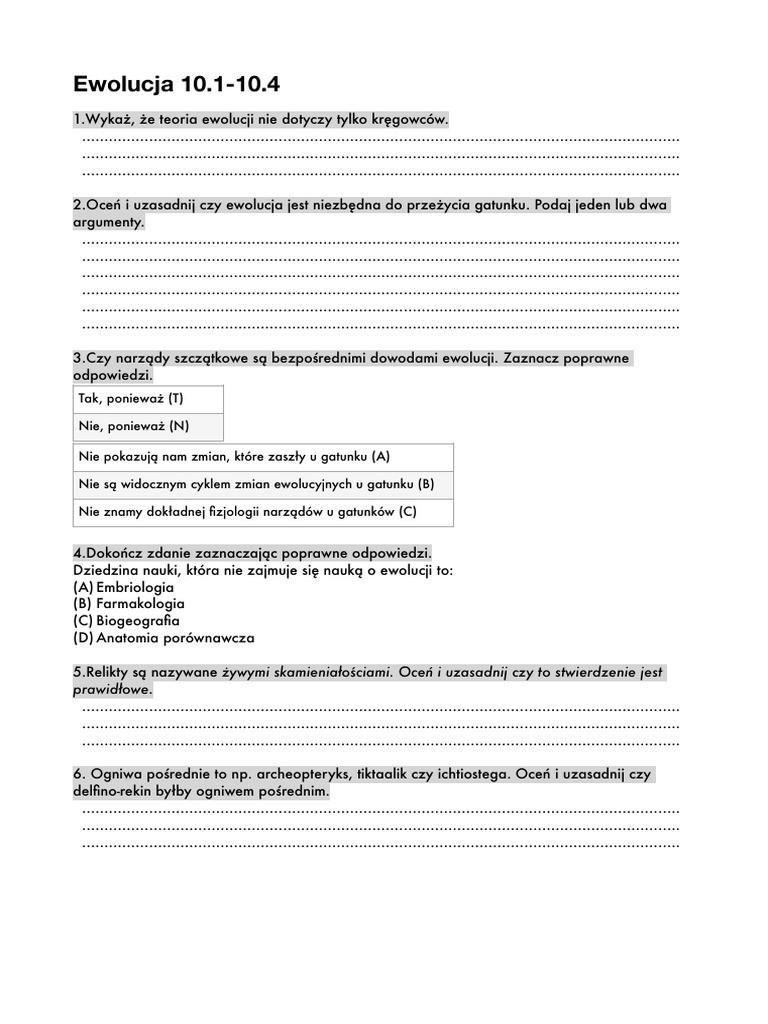 Ewolucja (Zadania) | PDF