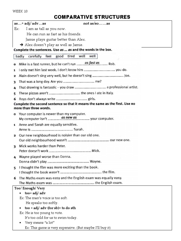 Week 10-Comparative Structures | PDF