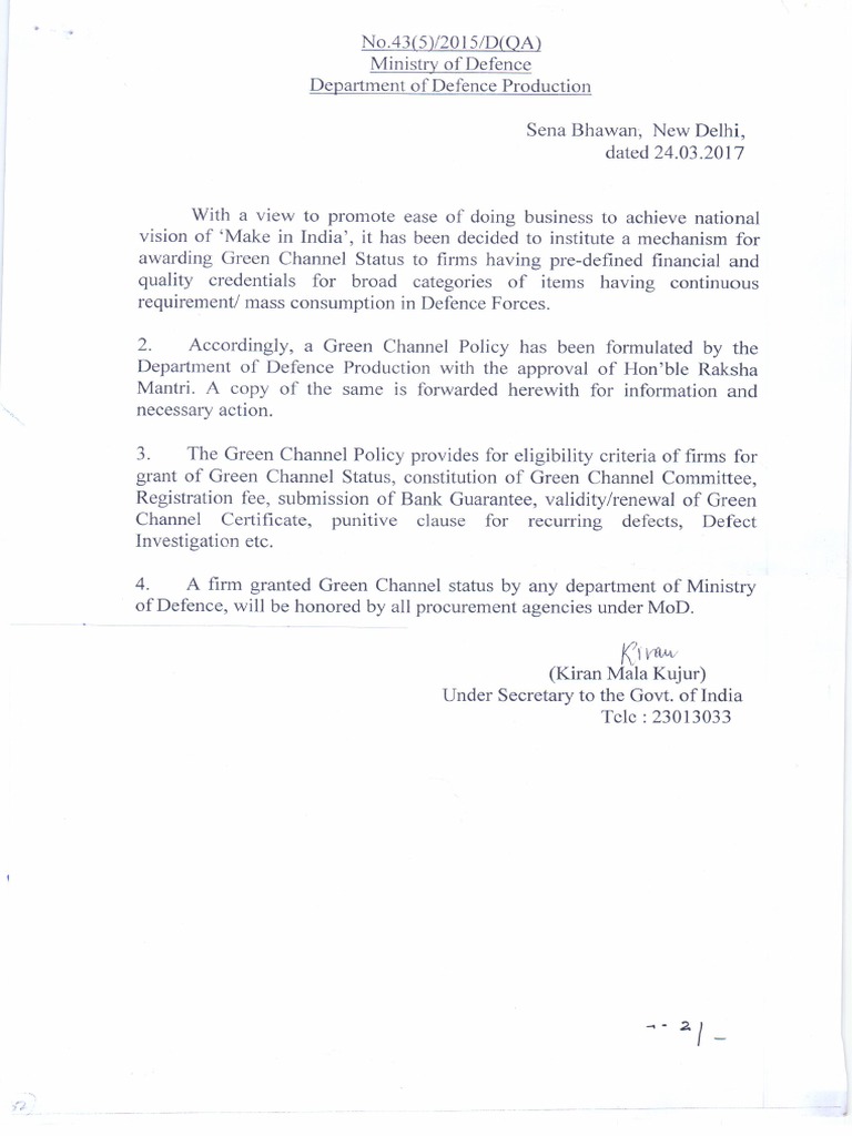 Green Channel Policy - Mar17 | PDF