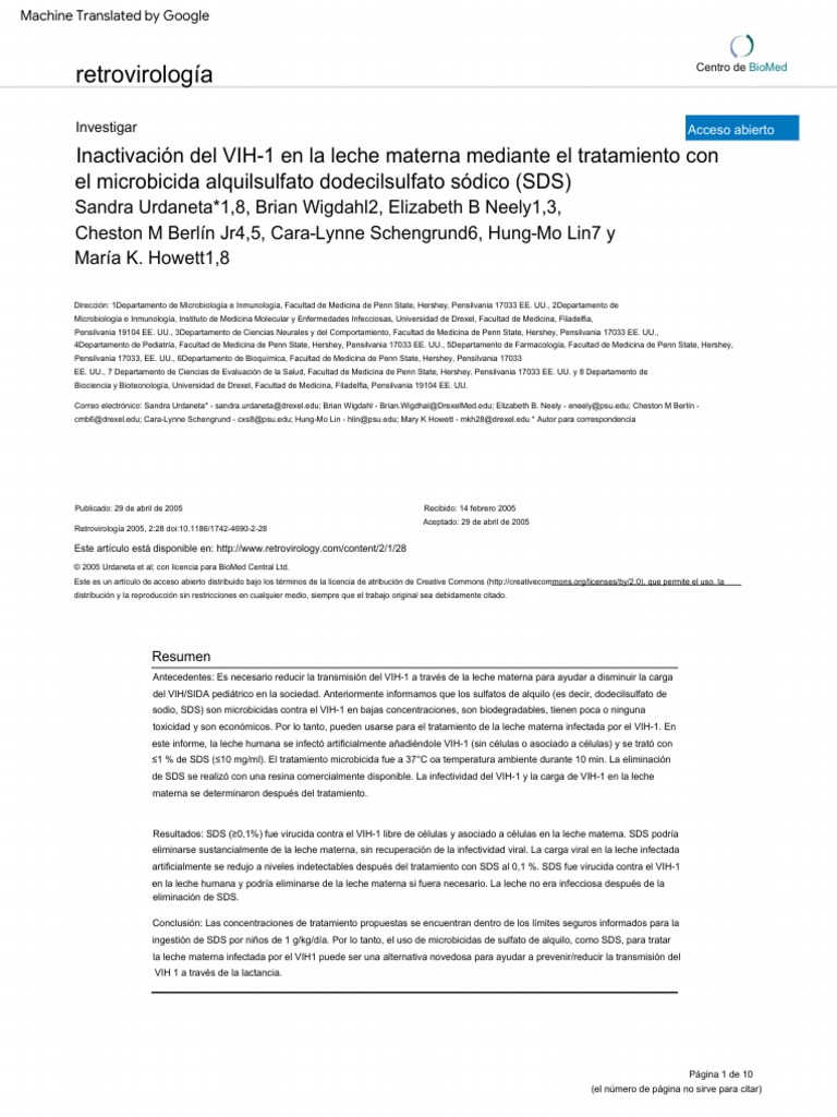 Inactivation of HIV-1 in Breast Milk by Treatment With The Alkyl ...