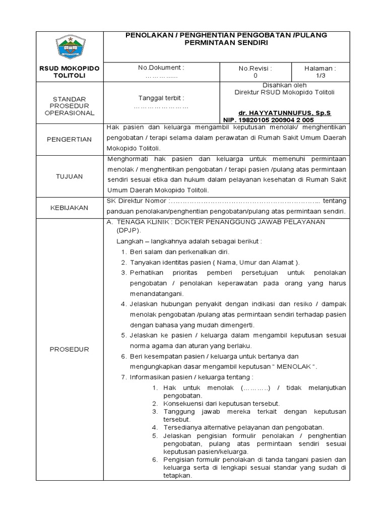 Spo Penolakan Tindakan Dan Aps | PDF