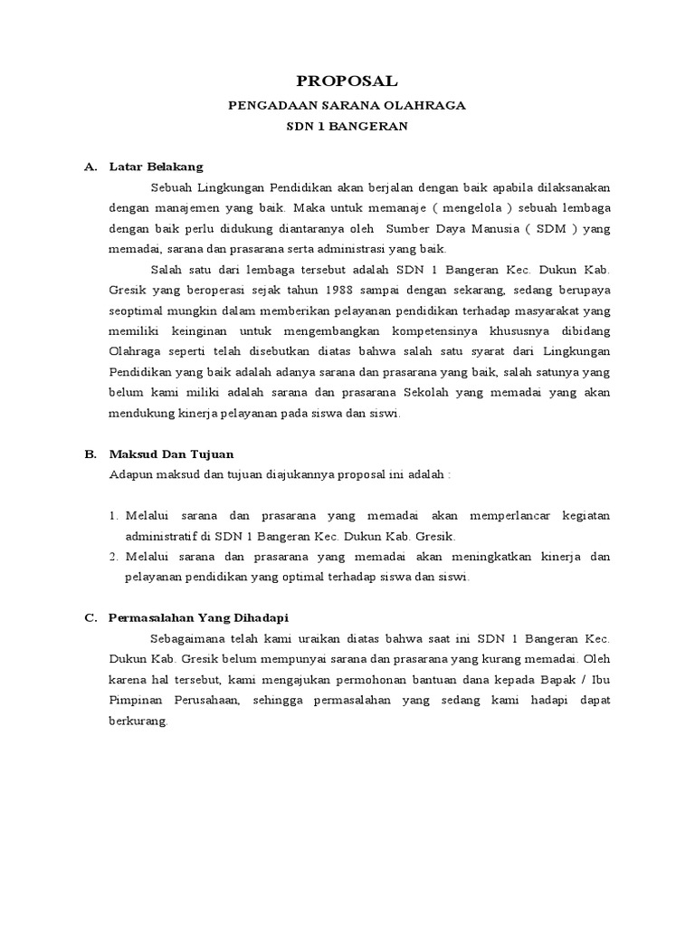 Proposal Permohonan Bantuan Dana Sarana | PDF