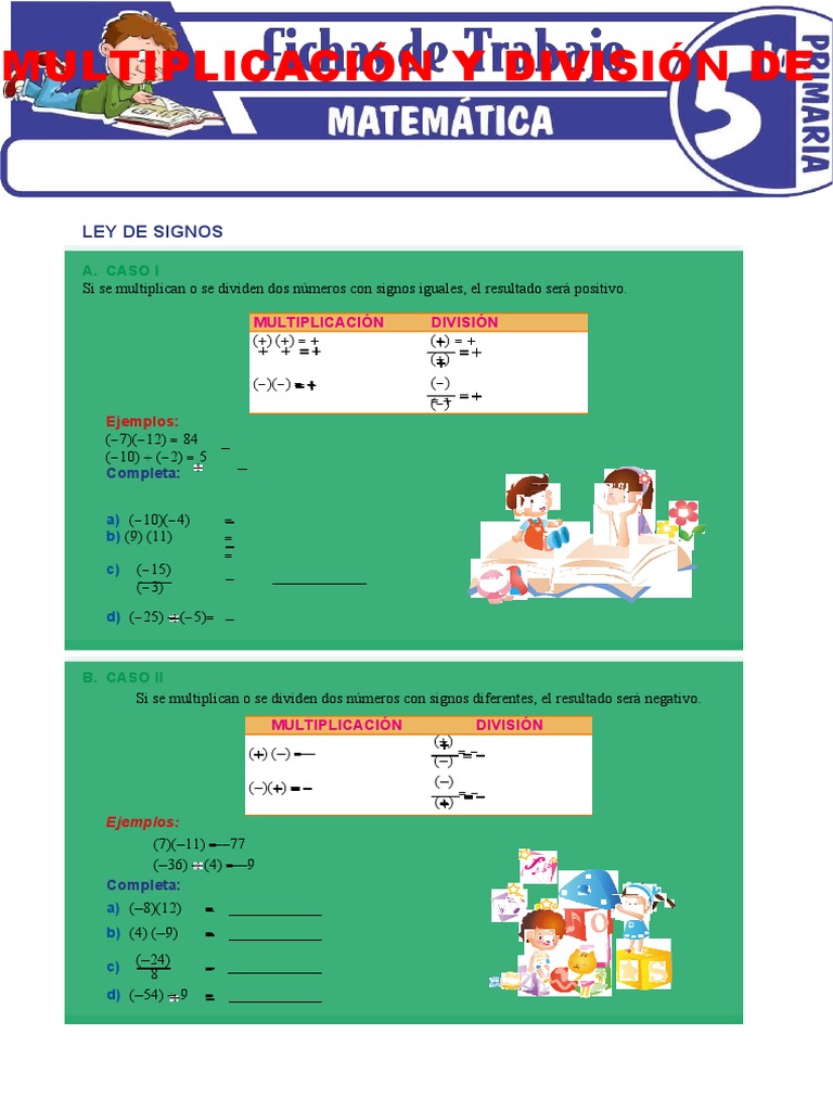 Ley de signos en multiplicación y división | PDF | Multiplicación