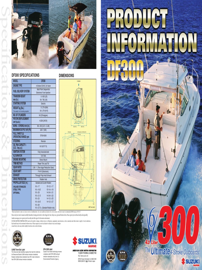 Specifications and Dimensions of the Suzuki DF300 Outboard Motor ...