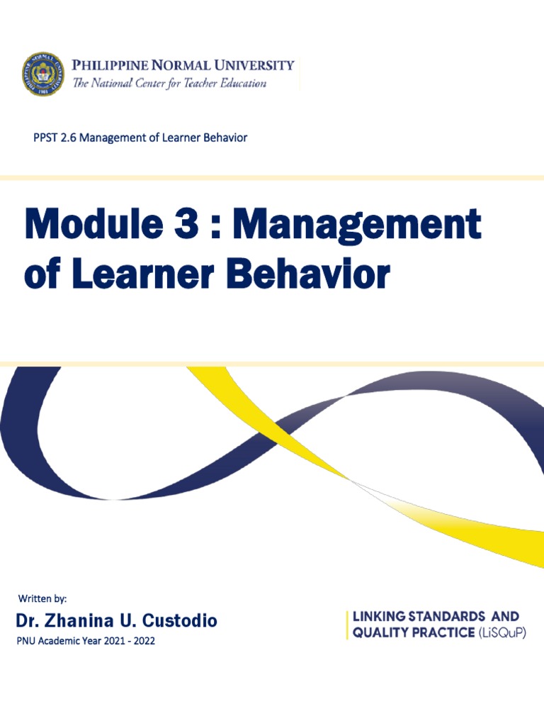 PPST Module 3 - Management of Learners Behavior | PDF | Learning | Classroom Management