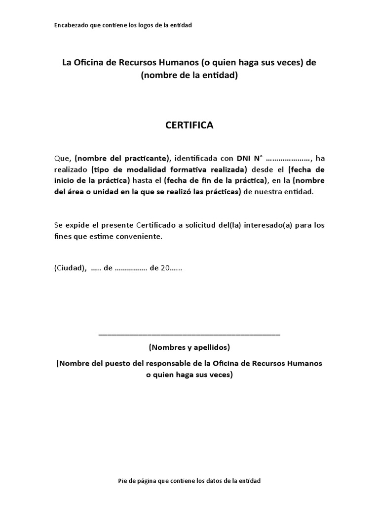 Formato de Certificado de Prácticas | PDF