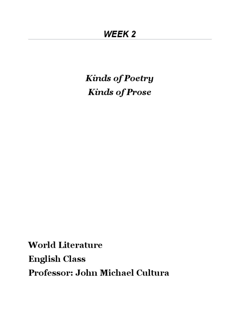 Week 2 | PDF | Poetry | Ballad