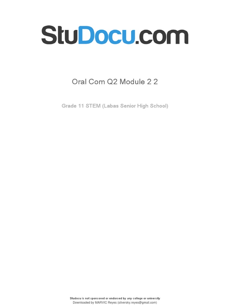 Oral Com q2 Module 2 2 | PDF | Communication | Learning