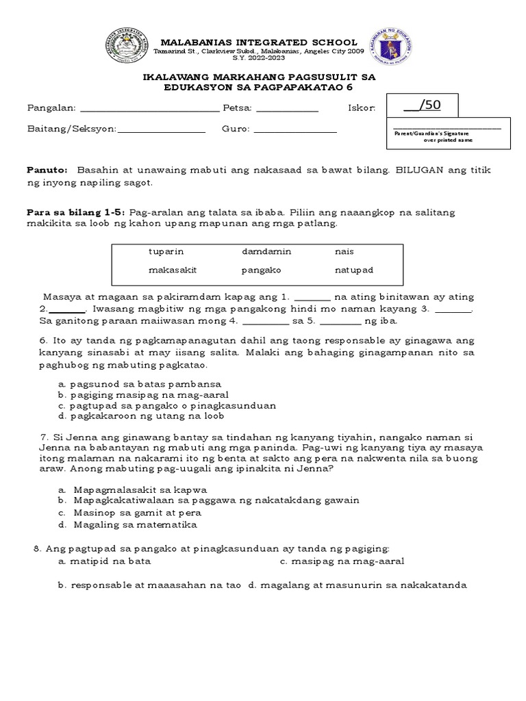 Q2 PT ESP 6 Melc Based | PDF