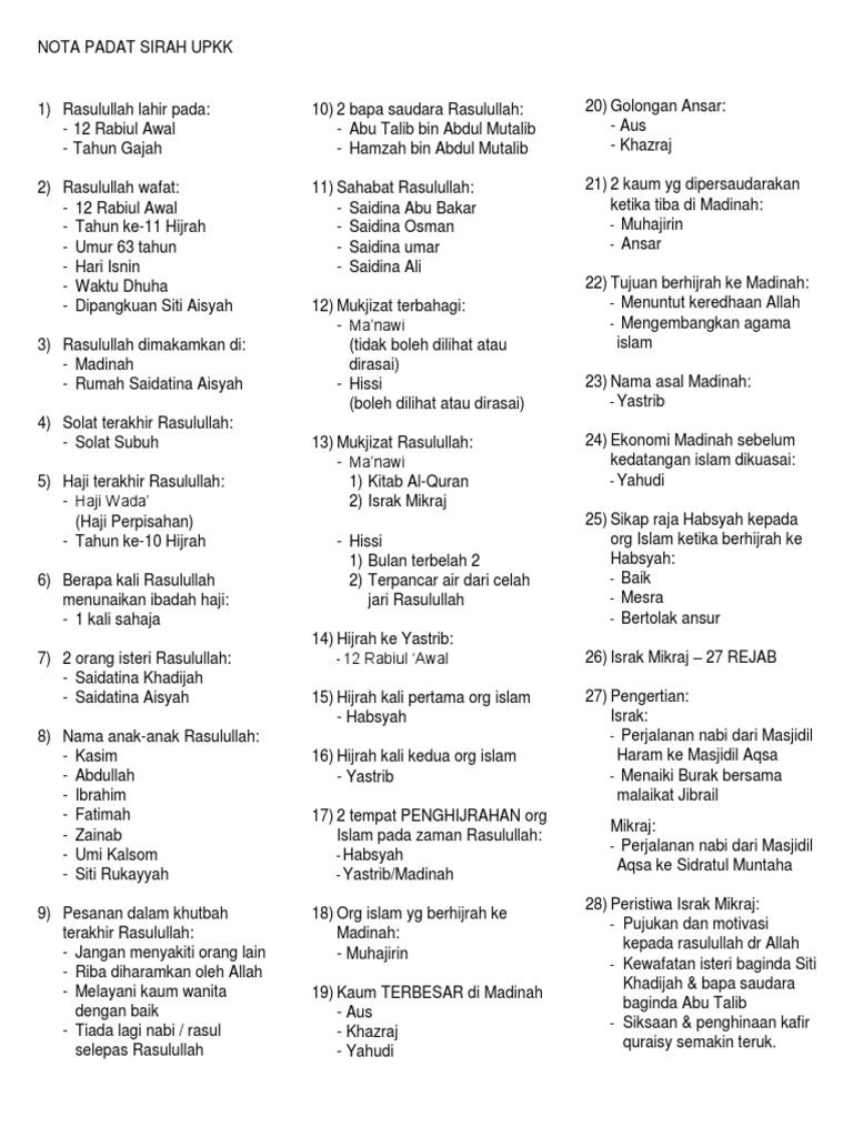 Nota Padat Upkk Sirah | PDF