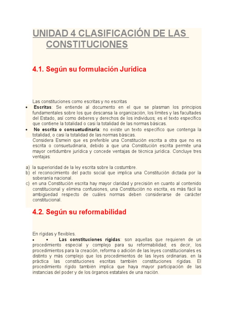 Clasificación de Las Constituciones | PDF | Constitución | Gobierno