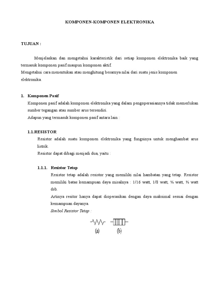 Komponen Elektronika Dasar dan Fungsinya | PDF