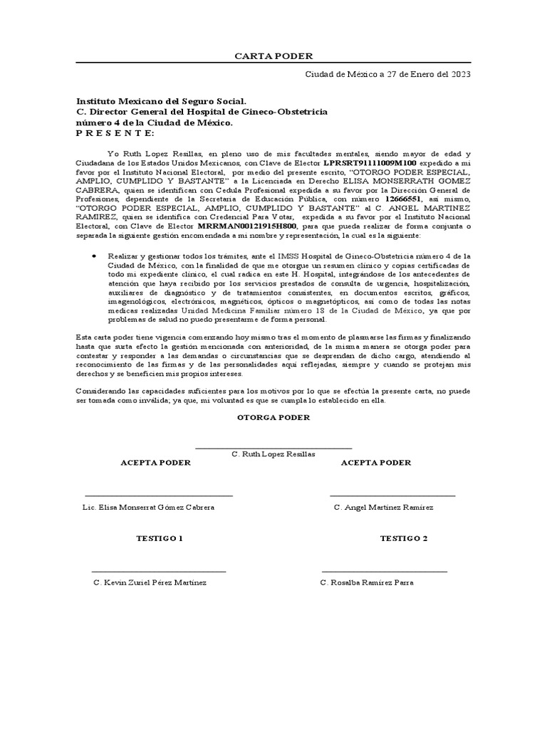 9 Carta Poder Ruth Peticion de Derechos ARCO | PDF | Hospital | México