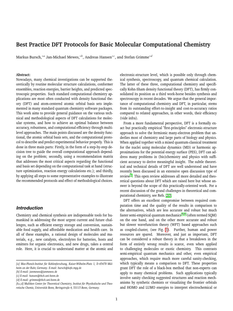 Best Practice DFT Protocols For Basic Molecular Computational Chemistry | PDF | Density ...