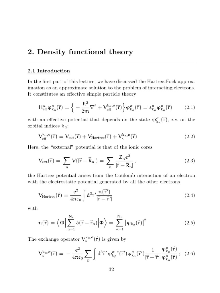 Chapter 2 | PDF | Density Functional Theory | Hamiltonian (Quantum Mechanics)