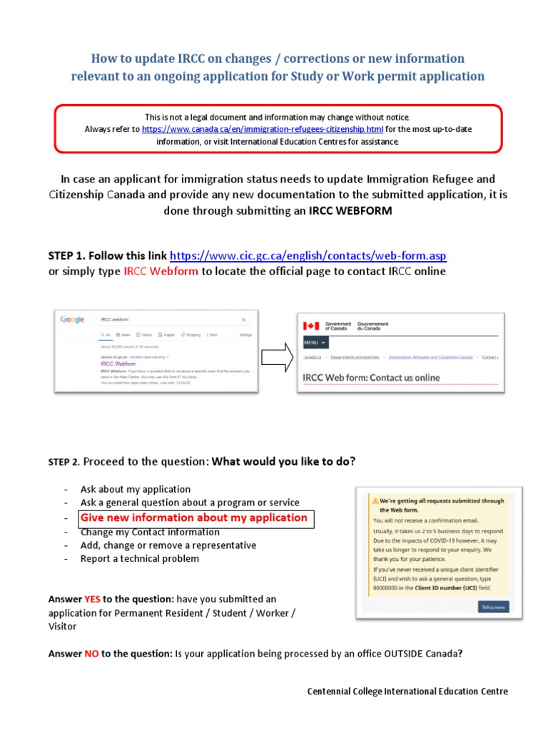 Step by Step Guide - IRCC WebForm | PDF