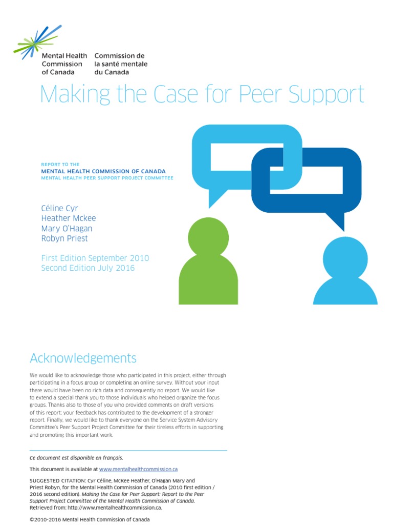 MHCC Making The Case For Peer Support 2016 Eng | PDF | Mental Disorder ...