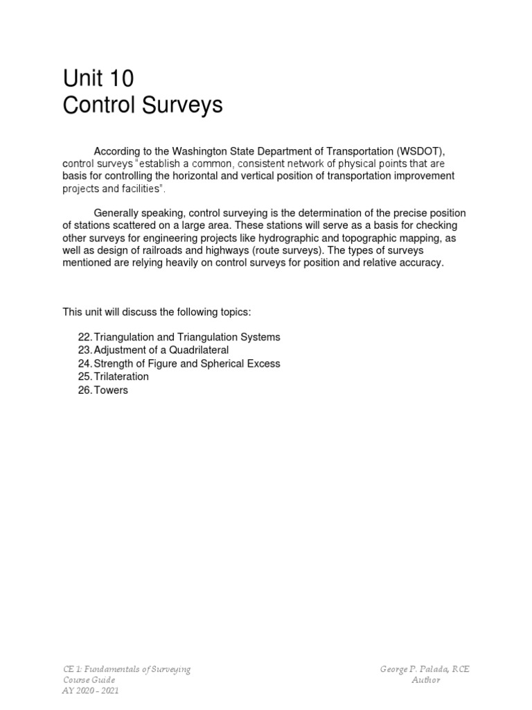 Analysis of Control Surveys and Triangulation Methods | PDF | Surveying ...