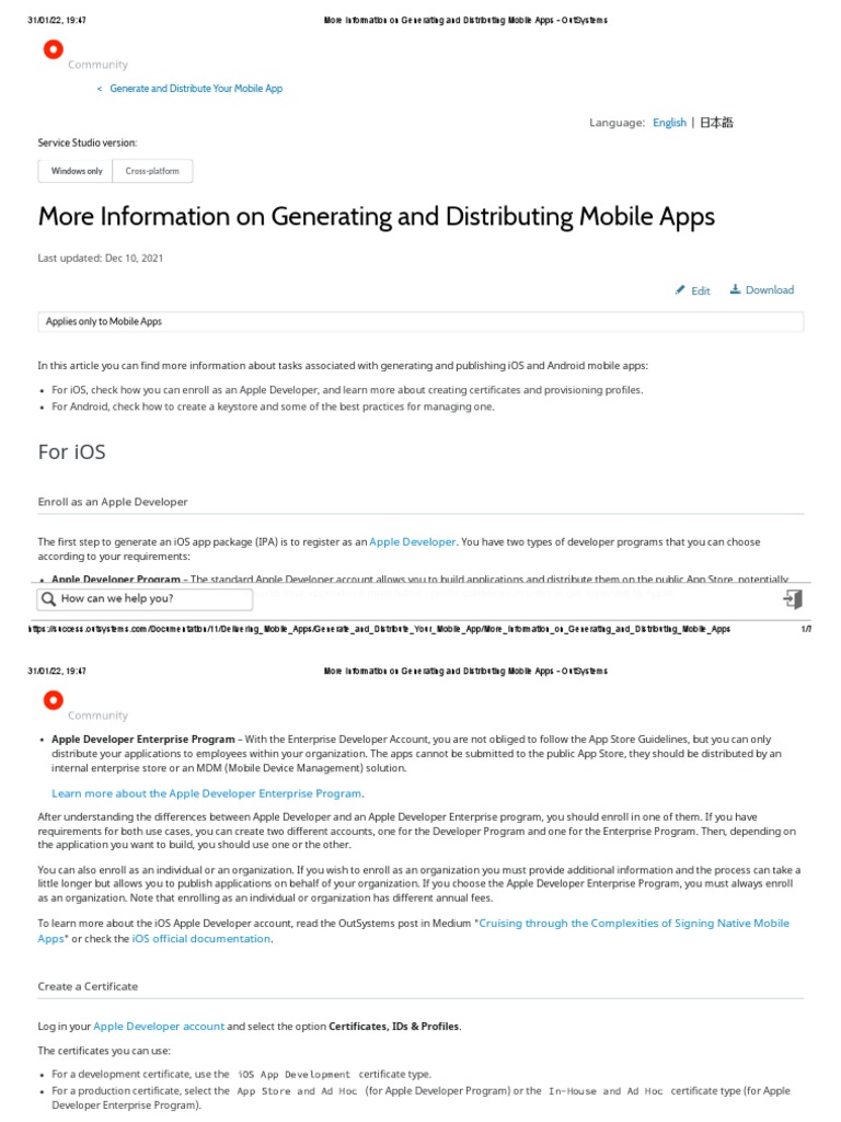 2.2.3.1 More Information On Generating and Distributing Mobile Apps | PDF | Ios | Mobile App
