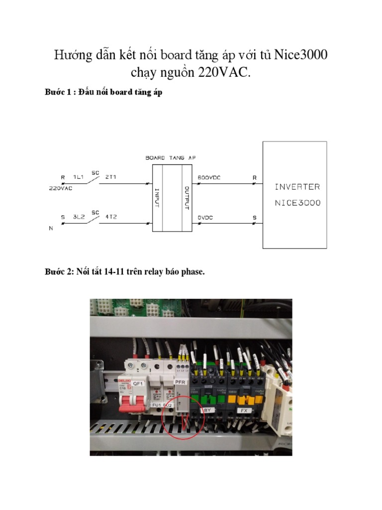 Hướng dẫn kết nối board tăng áp với tủ Nice3000 chạy nguồn 220VAC | PDF
