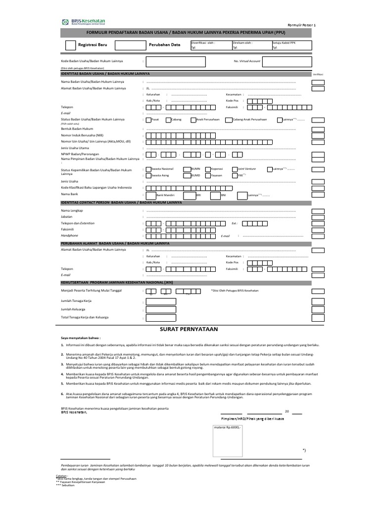 Form Registrasi BU 221018 | PDF