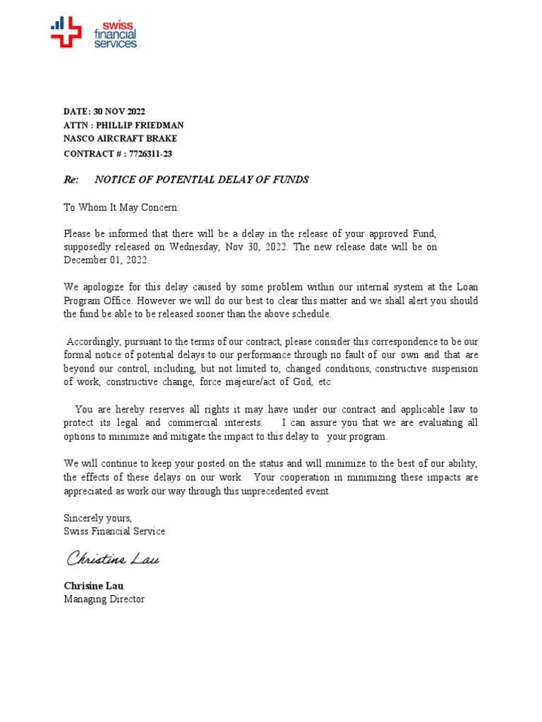 Delay Notice | PDF