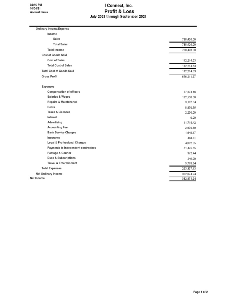 Balance Sheet and Profit & Loss September (1) | PDF | Expense | Balance ...
