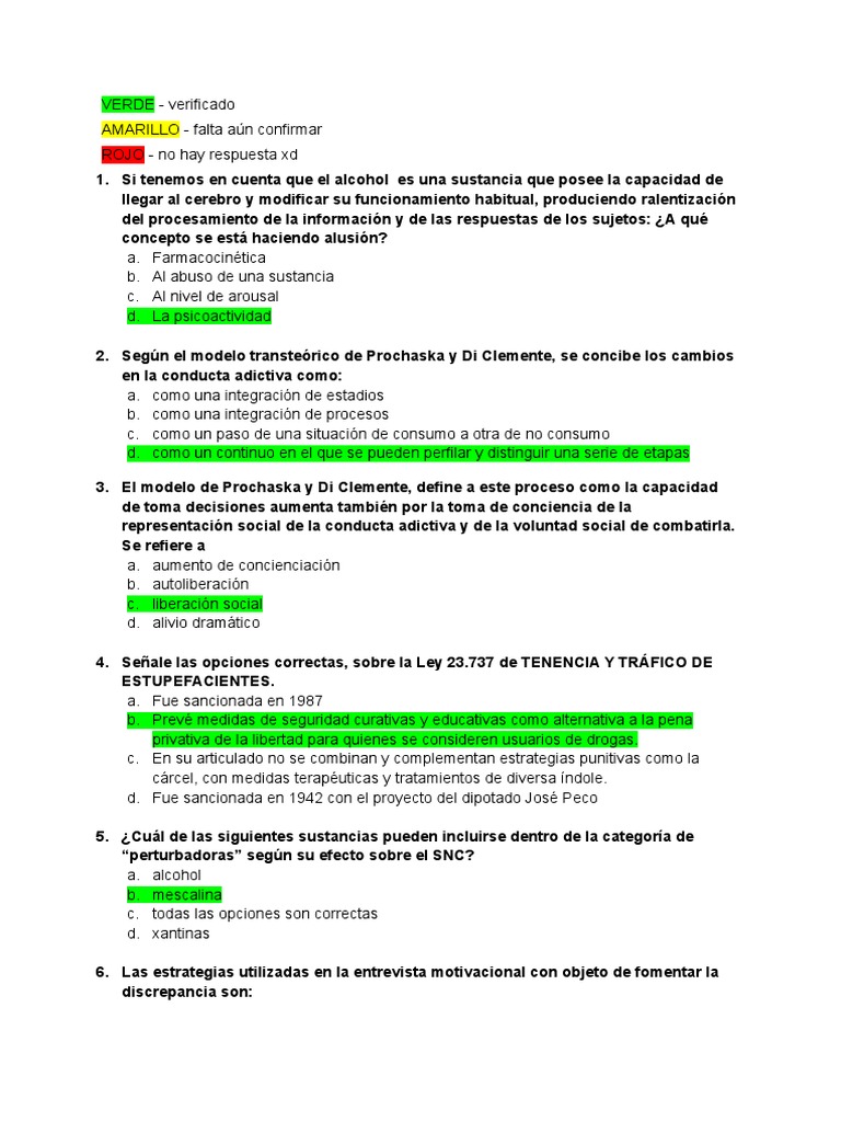 Preguntero Drogo 1 Parcial | PDF | La dependencia de sustancias | Inyección (medicina)
