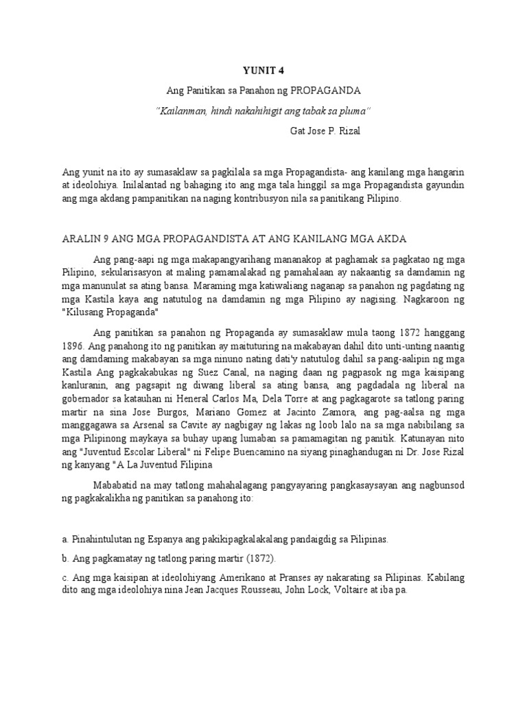 Yunit 4 Aralin 9 10 | PDF