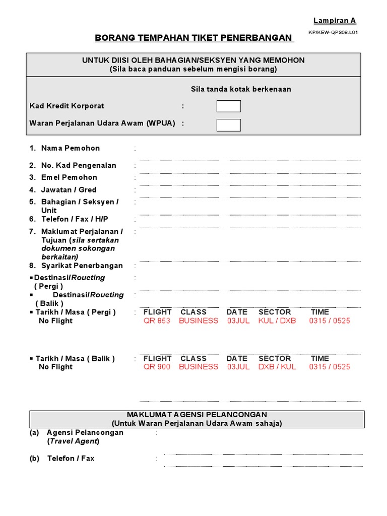 TEMPAHAN TIKET PENERBANGAN | PDF